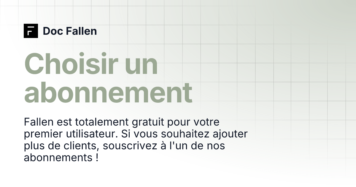 Choisir un abonnement | Doc Fallen